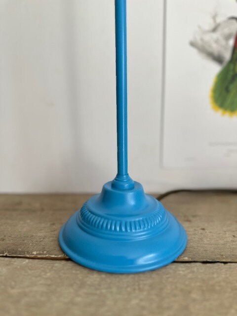 Vintage Tall Blue Table Lamp Base, Bedside Lamp, Bright Decor, Colourf ...